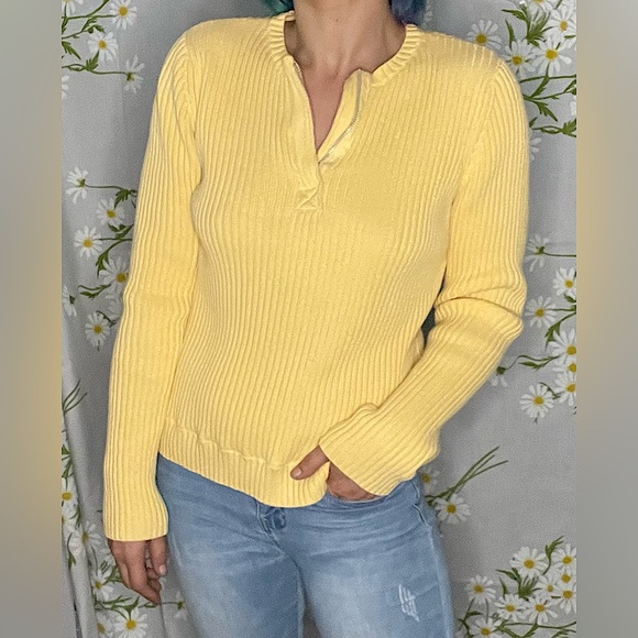 Tommy Hilfiger | Sweaters | Tommy Hilfiger Primary Yellow Chunky Ribbed ...